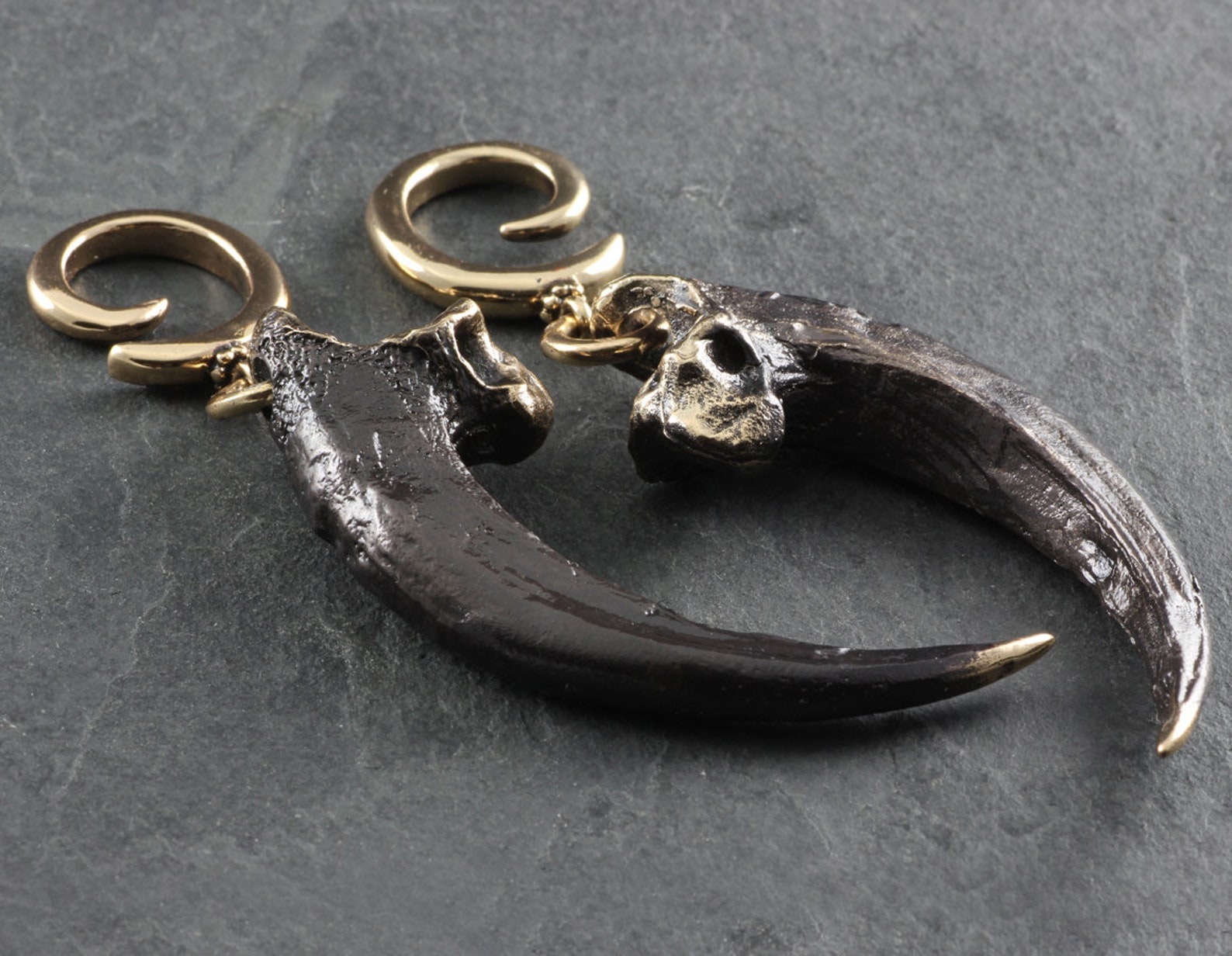 Harpy Eagle Talon Ear Weights - Bronze Talon Gauged Earrings - Bronze ...