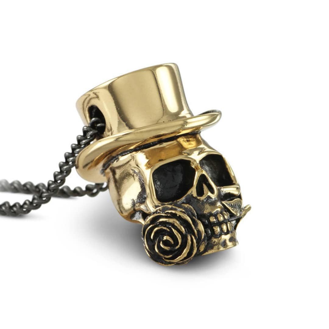 Voodoo Skull Necklace - Bronze Steampunk Skull Pendant - Etsy