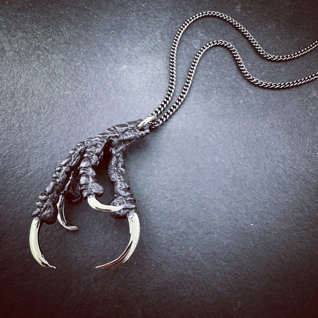 Claw Pendant - Antique Silver Crow Claw Necklace - Bird Foot Pendant - Etsy