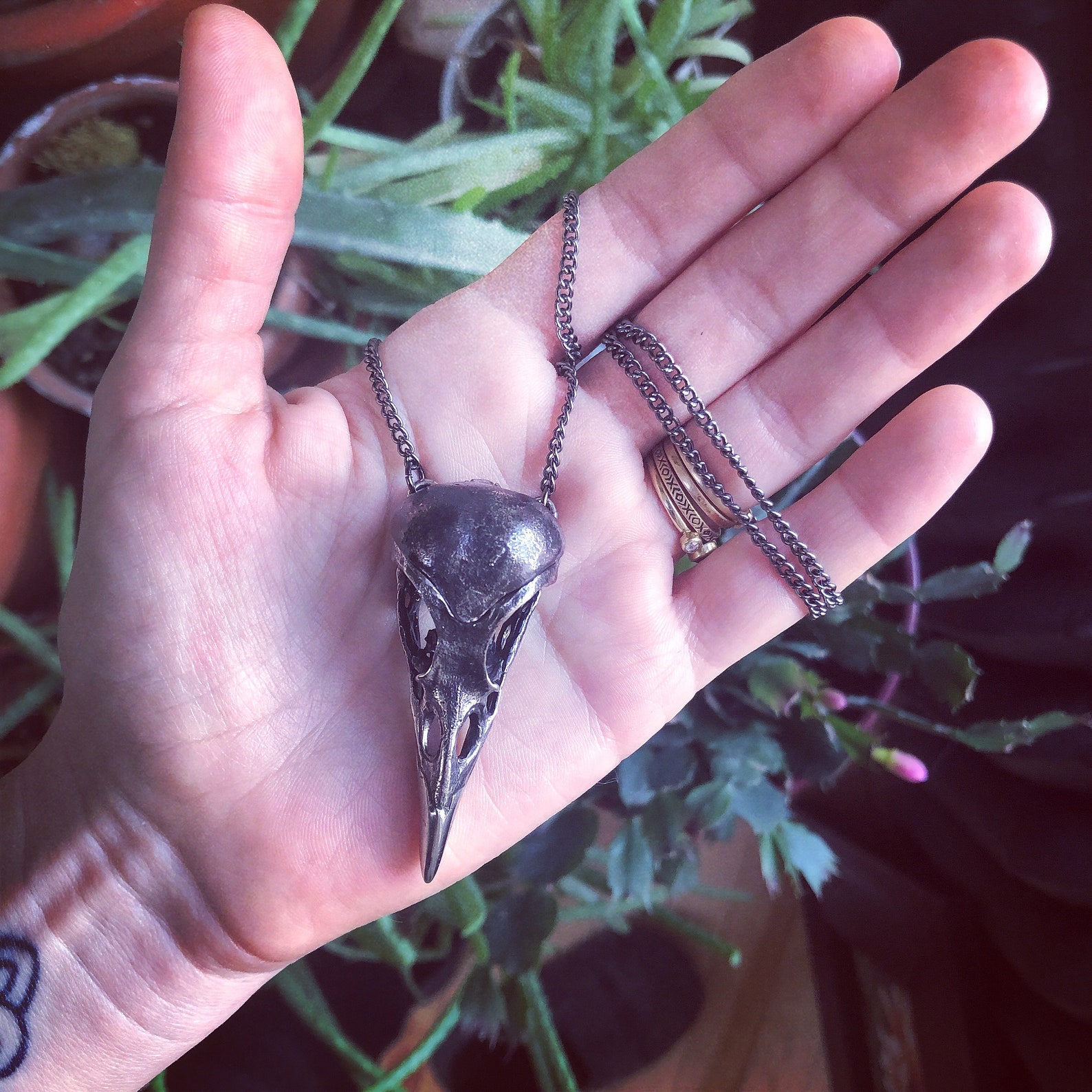 Bird Skull Locket Antique Silver Magpie Skull Locket Bird | Etsy