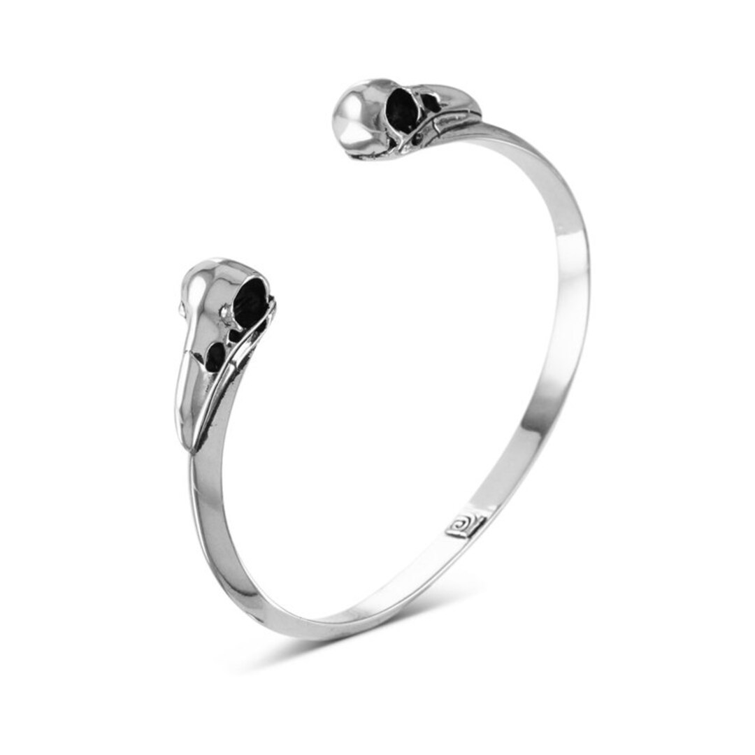 Raven Skull Cuff - Antique Silver Bird Skull Cuff - Bird Skull Bracelet ...