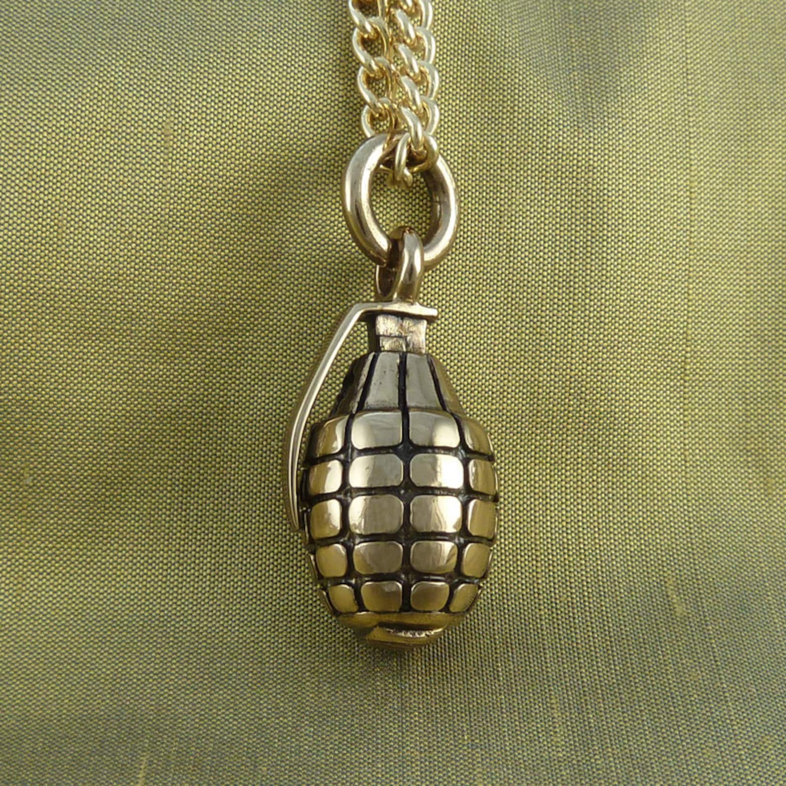Grenade Necklace - Bronze Hand Grenade Pendant - Etsy