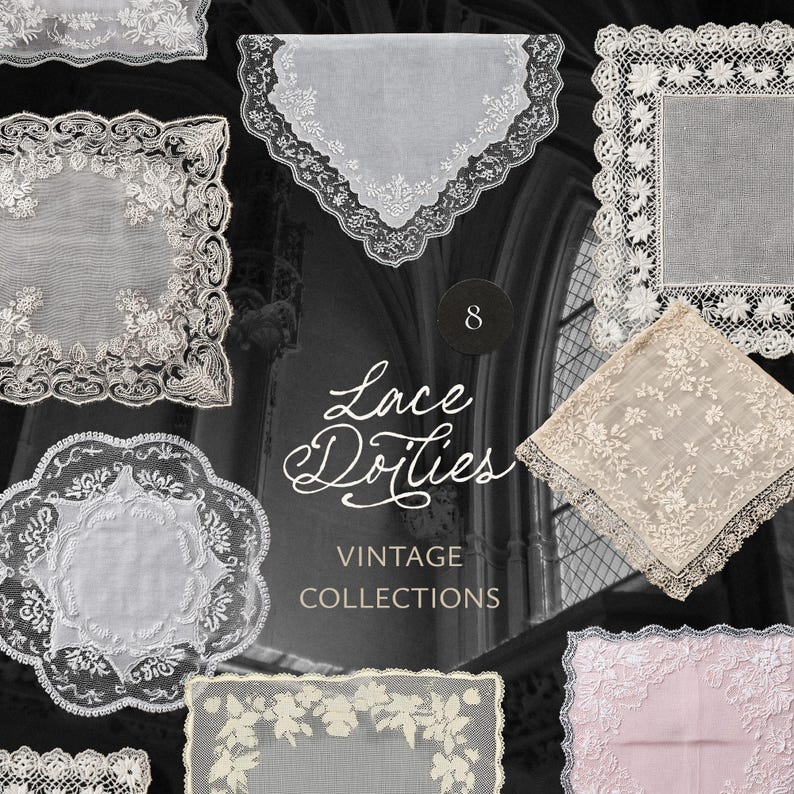 Lace Doilies - Handkerchiefs Clipart Set - Romantic Antique Frame PNG ...