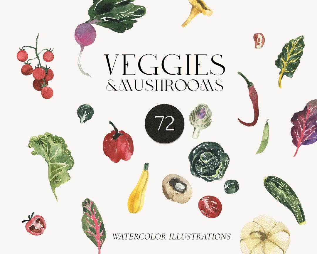 Hand-painted Watercolor Vegetables Clipart - Vegan Eco Lifestyle ...