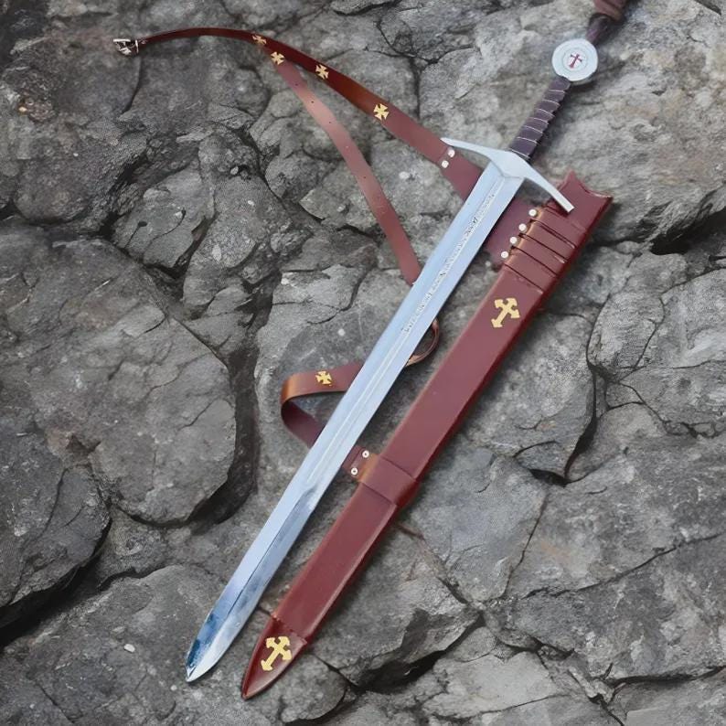 Faithkeeper - Handmade Knights Templar Accolade Sword With Scabbard ...