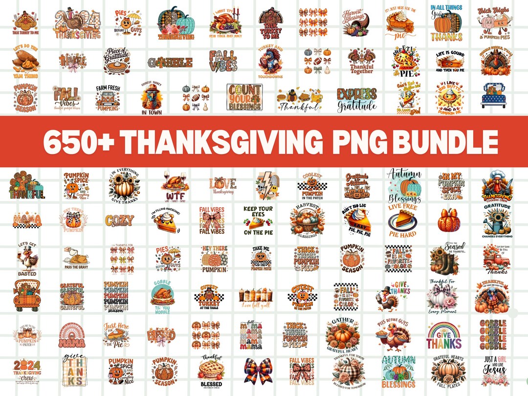 Thanksgiving PNG Clipart Bundle, Turkey Designs (digital Download) - Etsy