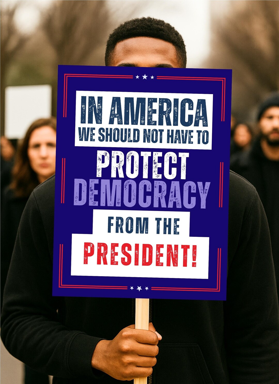 Buy Protect Democracy, No Kings Protest Sign, Anti-trump, Political ...