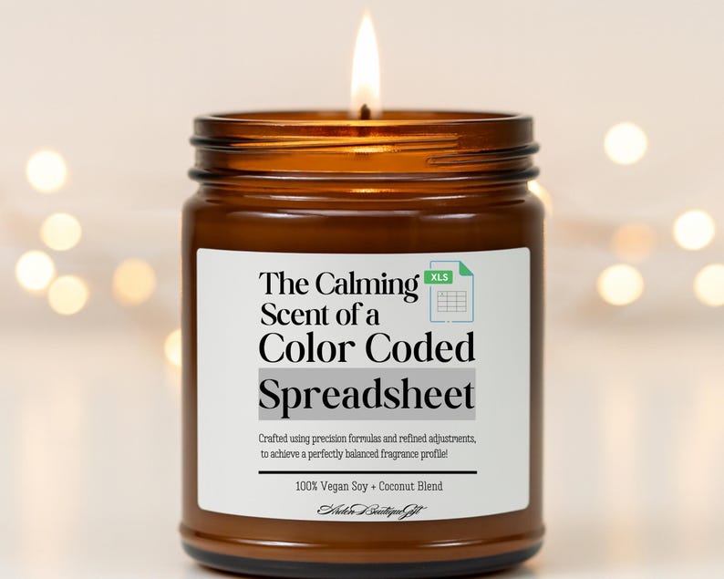 Funny Spreadsheet Candle – Calming Scent Color Coded Data Candle ...