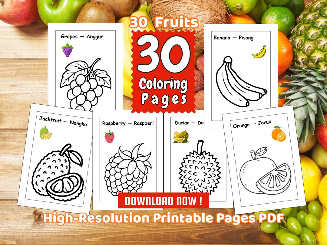 Fruits Coloring Pages for Kid | Fun Educational Printable Coloring Book ...