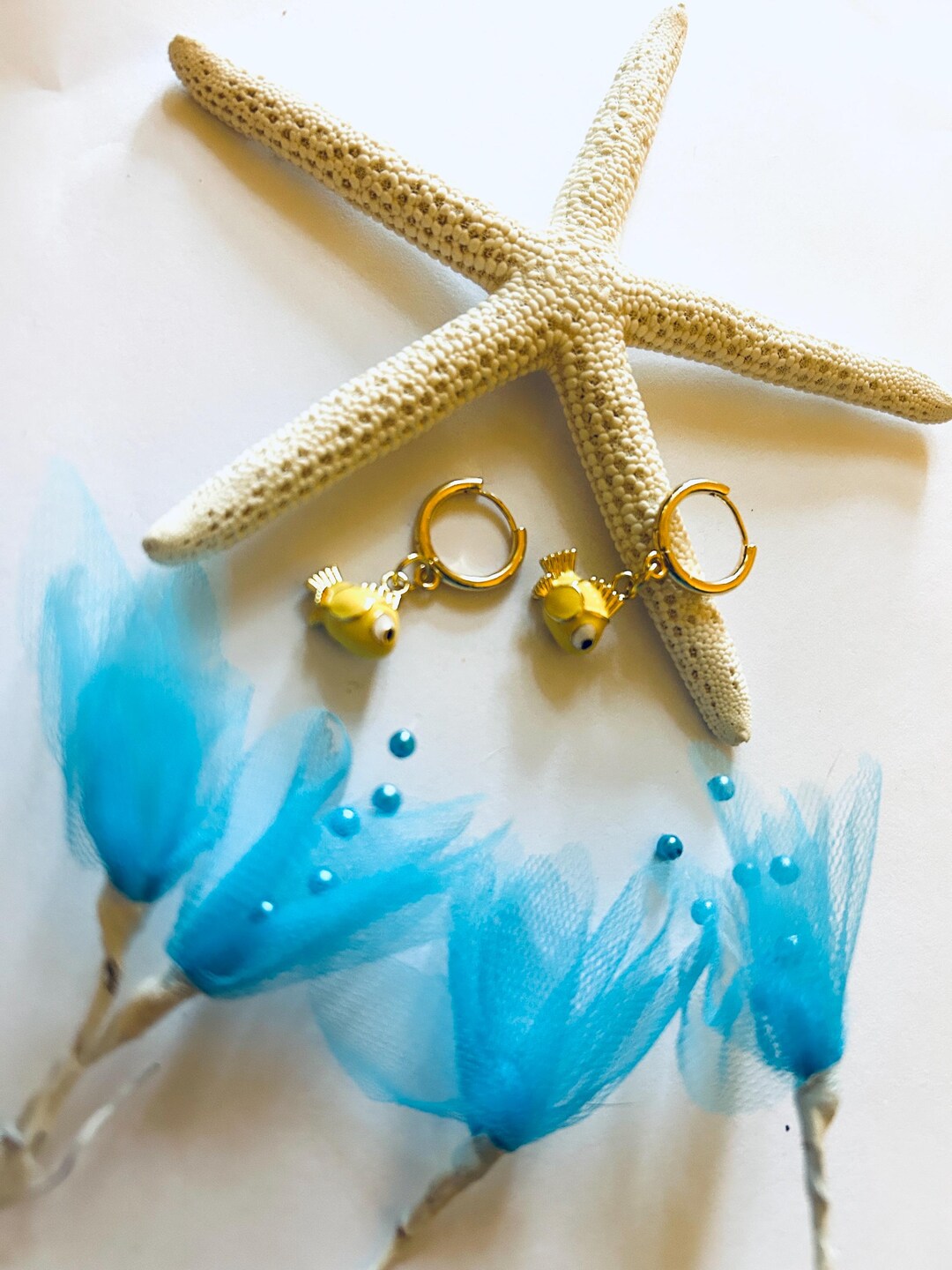 Yellow Fish Hoop Earrings Dainty Cute 14K Gold Filled Yellow Enamel ...