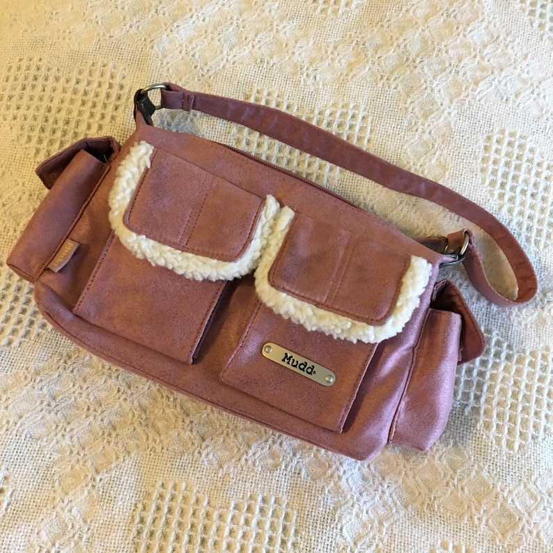 Rose Handbag Vintage Mudd Designer Bag With 4 Outer Flap Velcro Pockets ...