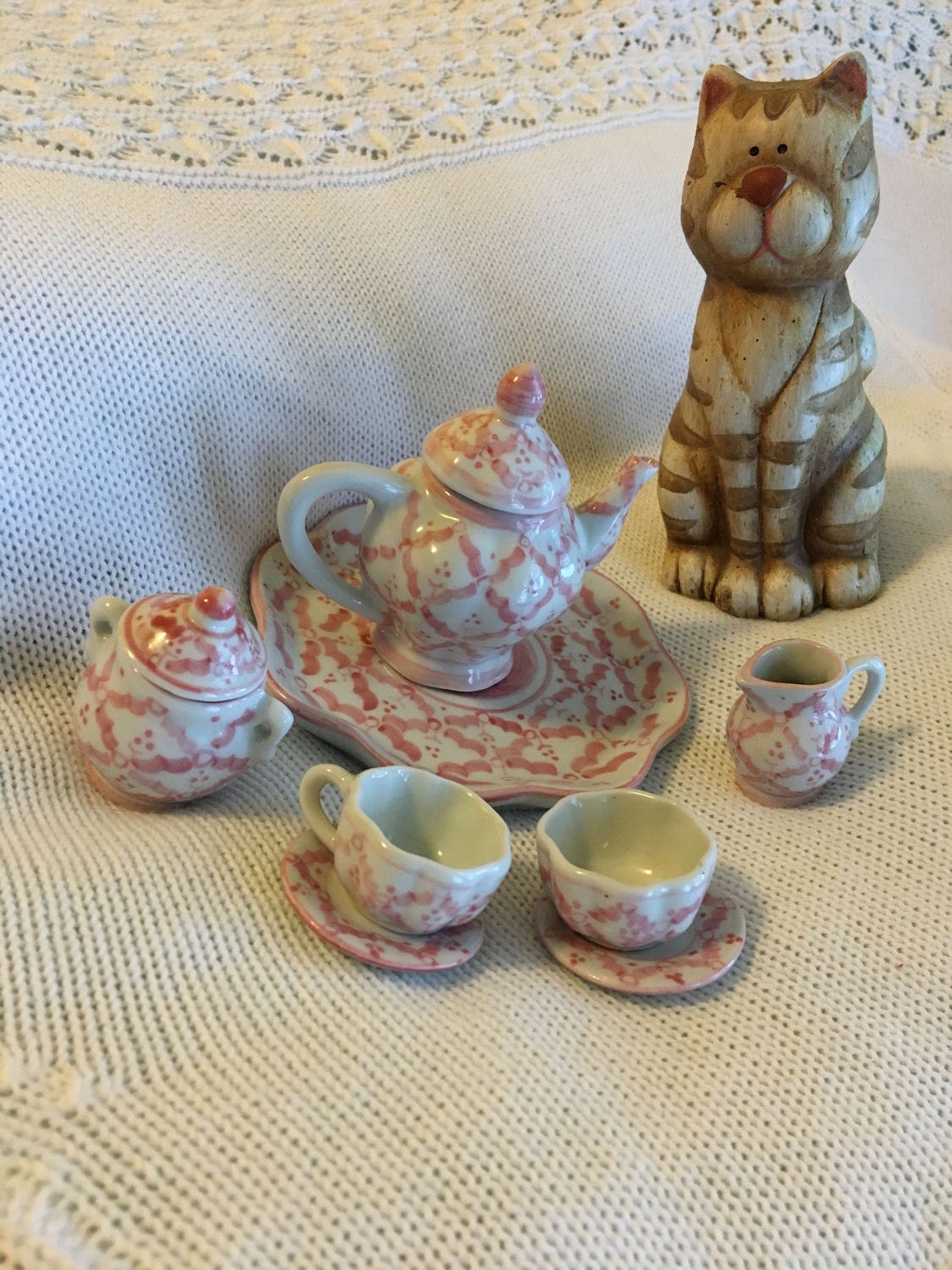 Miniature Floral Tea Set Dollhouse 10 Piece Ceramic Tea Set | Etsy