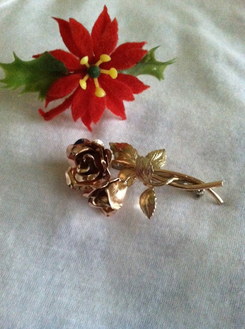 Rose Pin Pink and Gold Rose Brooch Flower Jewelry Vintage - Etsy
