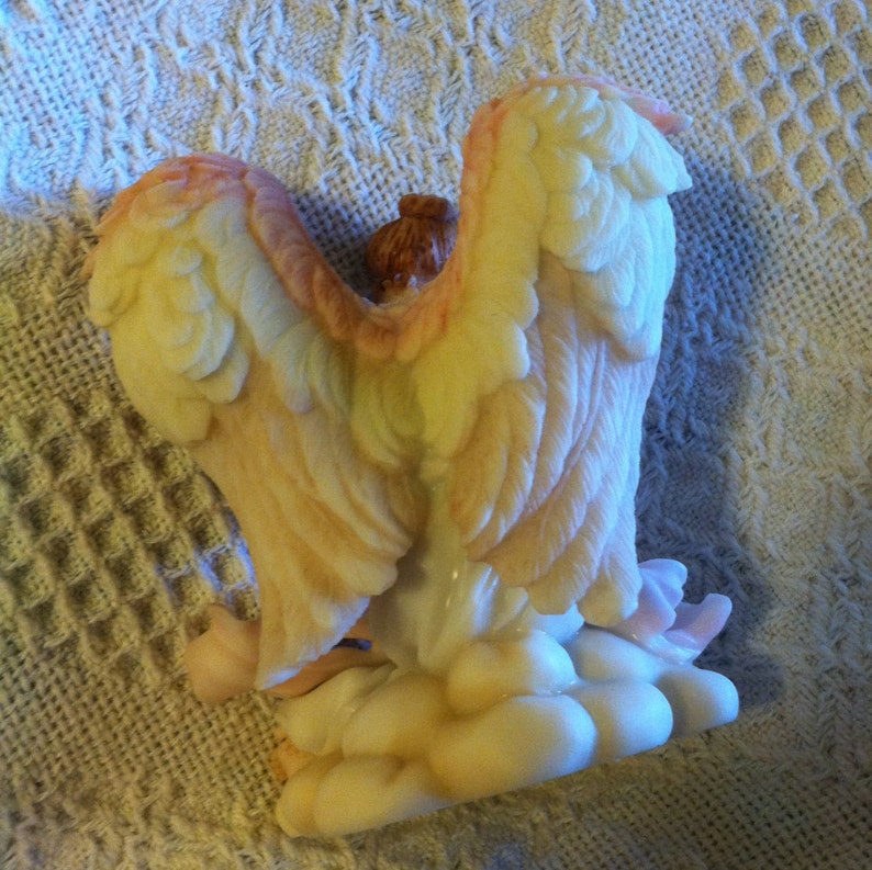 Angel Statue Large Vintage Resin Angel Figurine Pink White Angel ...