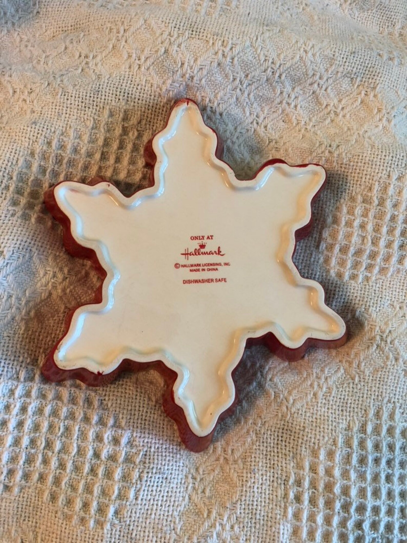 Snowflake Bowl Hallmark Vintage Red and White Holiday Winter | Etsy