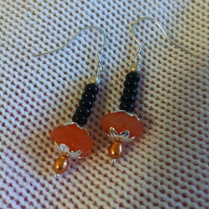 Black Orange and Sterling Silver Fall Winter Theme Jewelry Fun | Etsy