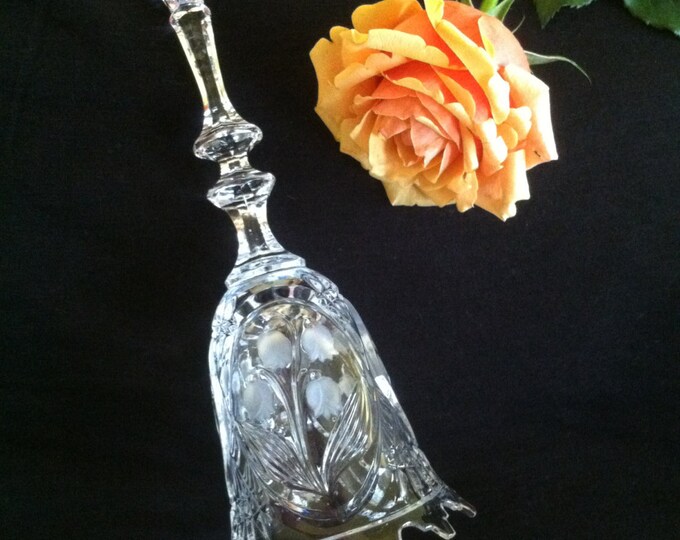 Crystal Bell Clear Cut Etched Glass Wedding Bell With Lily of the ...