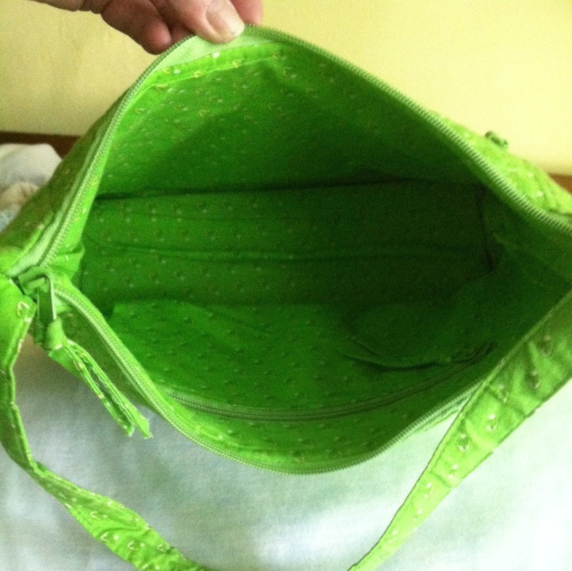 Green Handbag Vintage Lime Green Cotton Flowered Handbag - Etsy