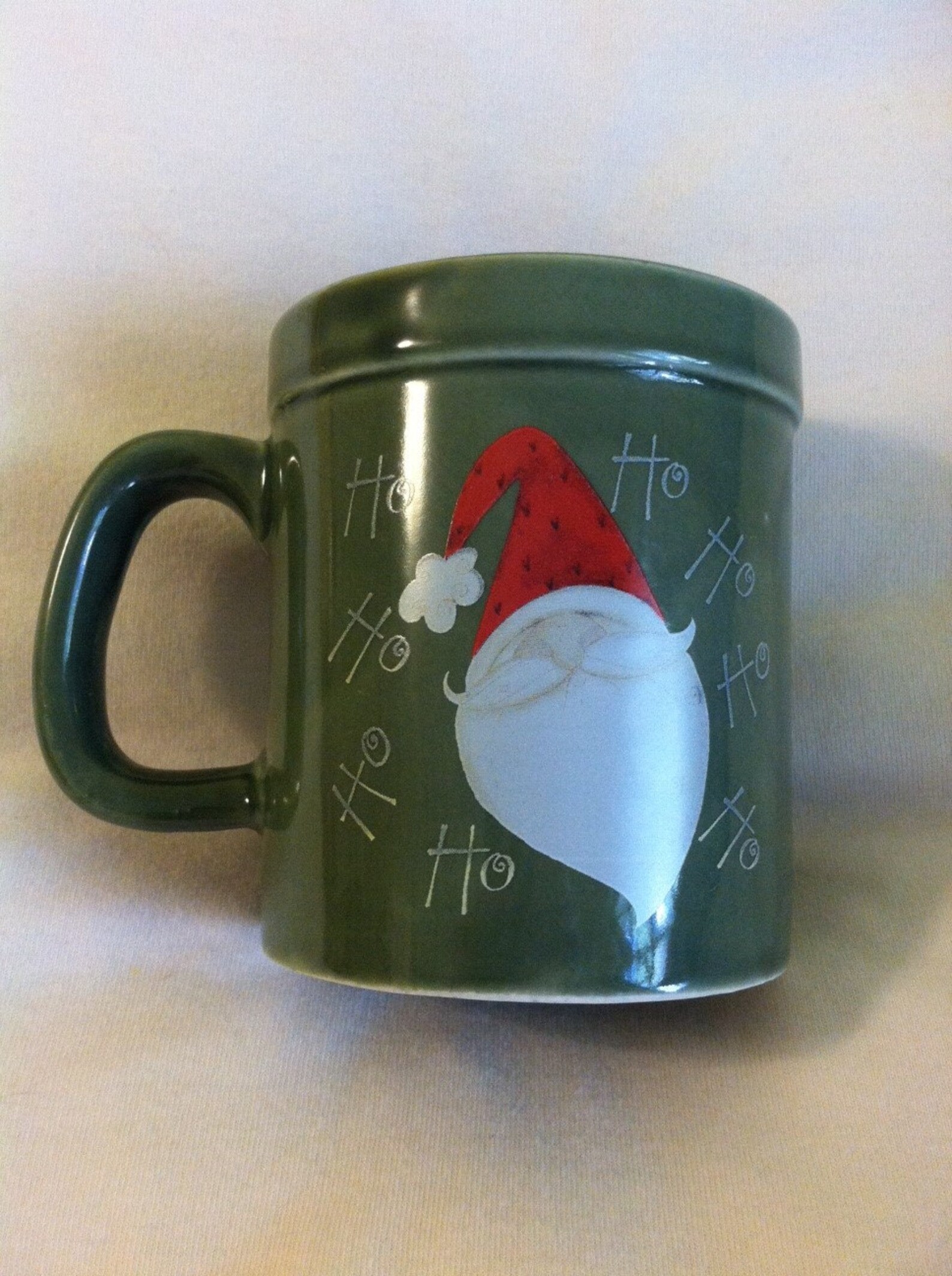 Santa Mug Vintage Green Ceramic Christmas Cup With Santa and Ho Ho Ho ...