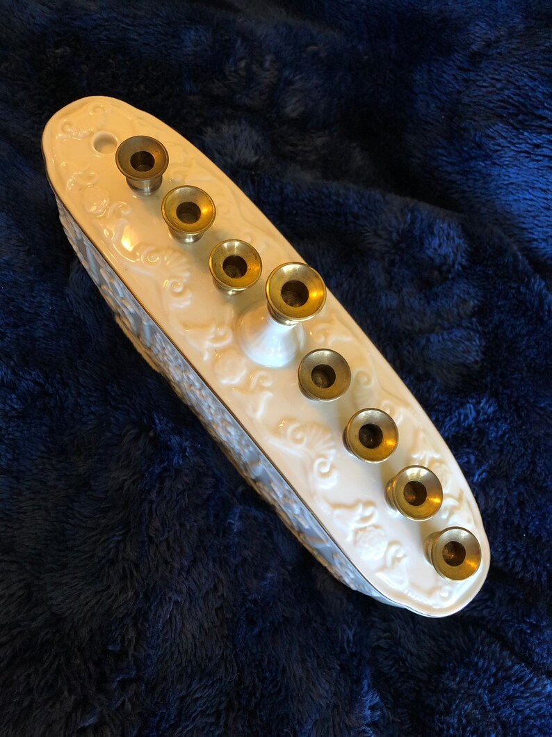 Jewish Menorah Lenox Vintage Judaic Collection Porcelain Menorah White ...