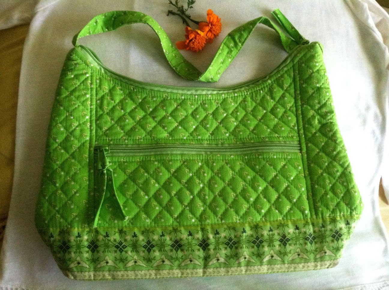 Green Handbag Vintage Lime Green Cotton Flowered Handbag - Etsy