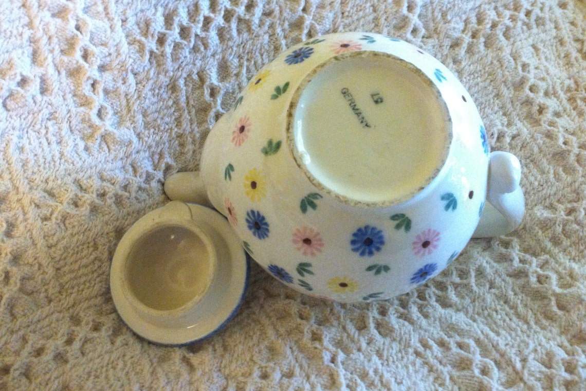 Floral Ceramic Teapot German Vintage White Porcelain Lidded - Etsy