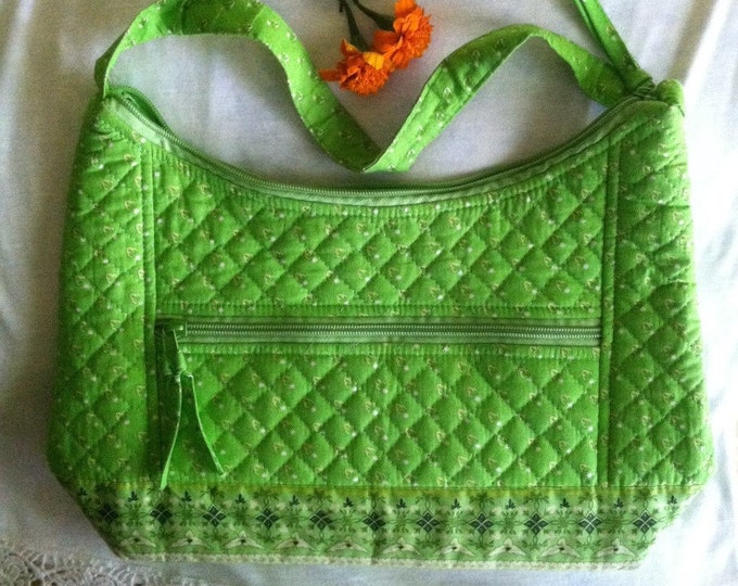 Green Handbag Vintage Lime Green Cotton Flowered Handbag Spring Summer ...