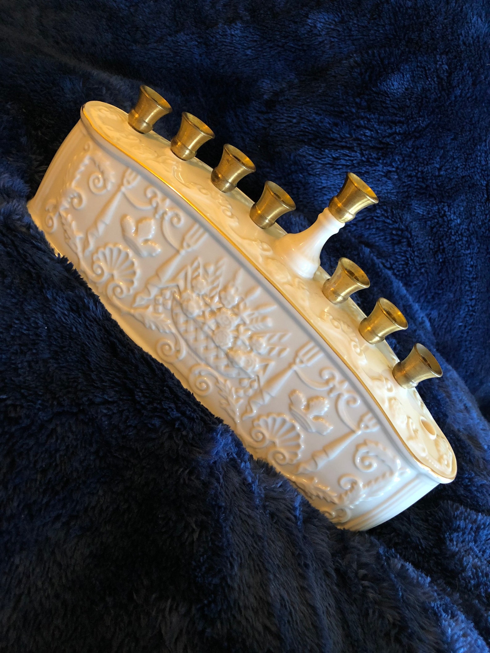 Jewish Menorah Lenox Vintage Judaic Collection Porcelain Menorah White ...