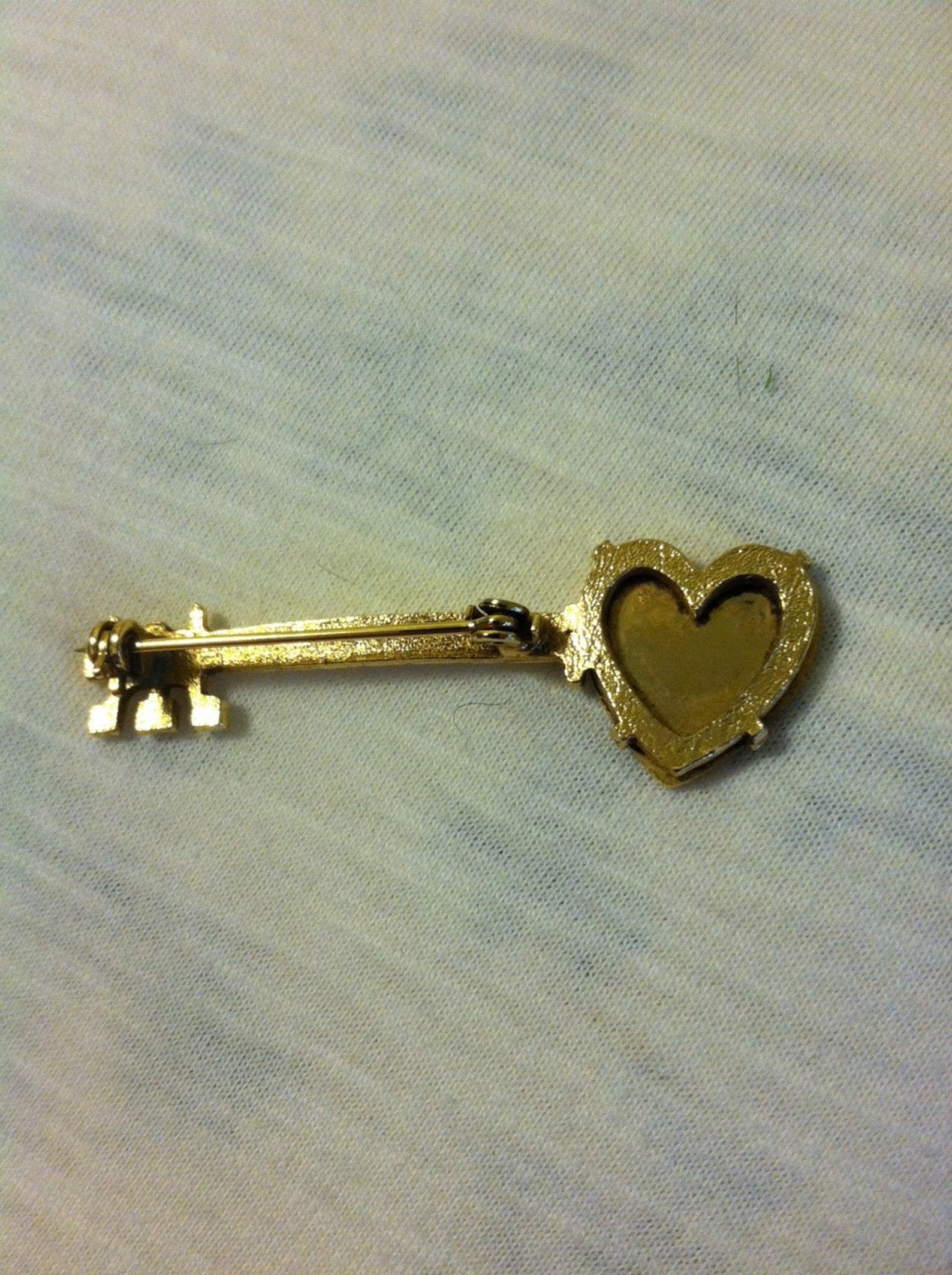 Heart Key Pin Gold Key Brooch With Heart Vintage Gold Heart Bar Pin ...