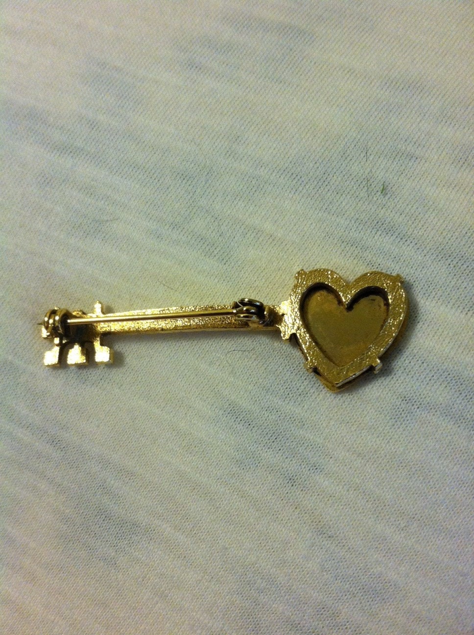 Heart Key Pin Gold Key Brooch With Heart Vintage Gold Heart - Etsy
