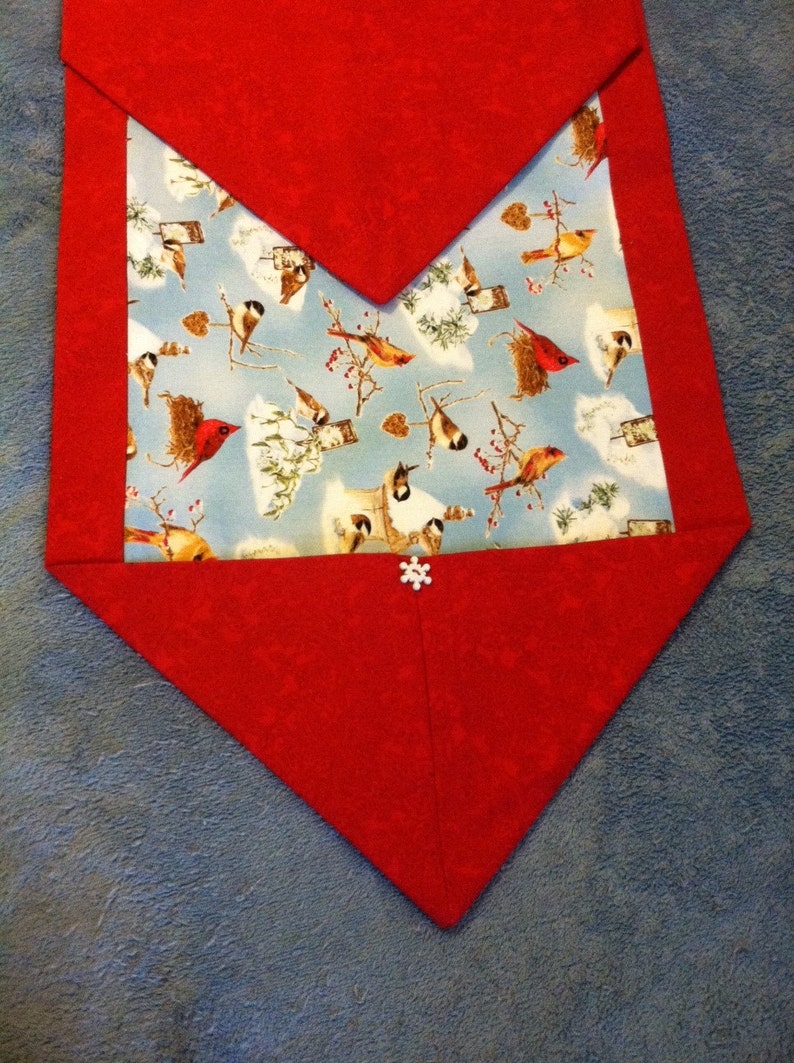 Cardinal Birds Table Runner Handmade Hand Sewn Cotton Winter | Etsy