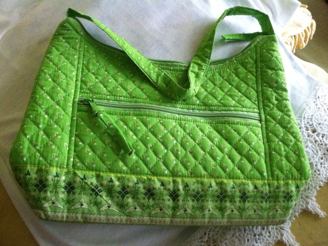 Green Handbag Vintage Lime Green Cotton Flowered Handbag - Etsy