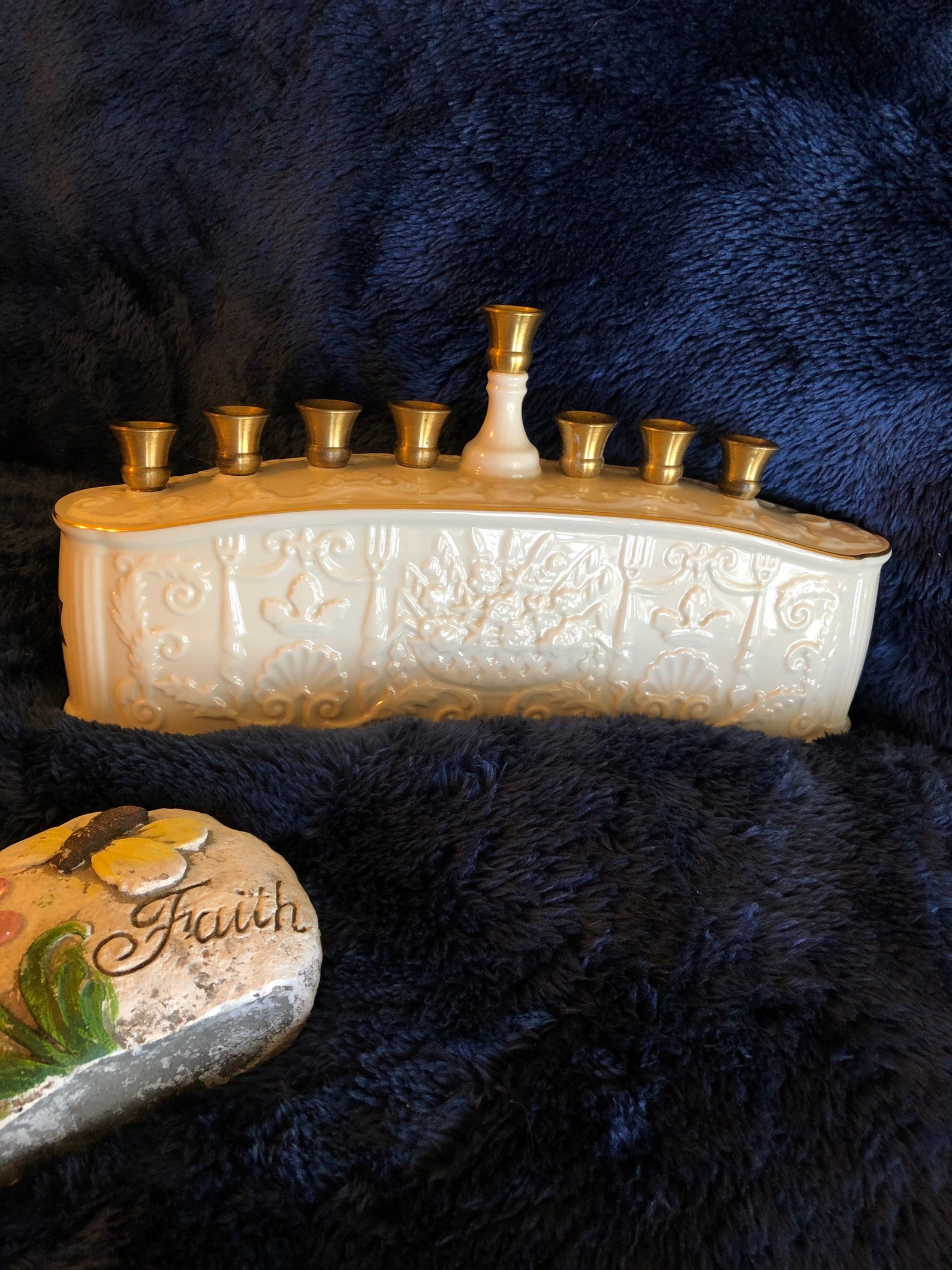 Jewish Menorah Lenox Vintage Judaic Collection Porcelain Menorah White ...