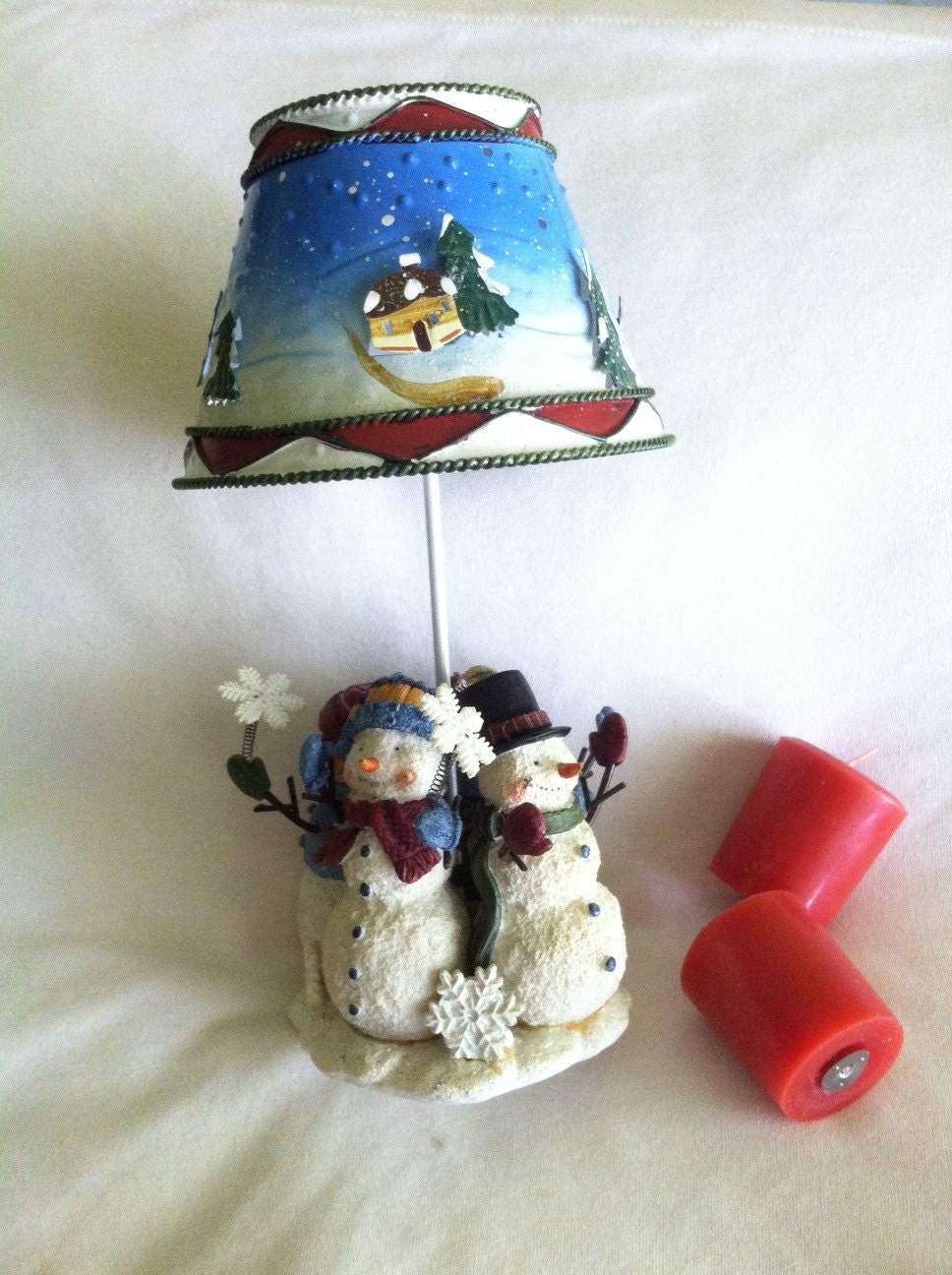 Snowman Candle Votive Lamp Vintage Resin 4 Snowmen Lamp With - Etsy