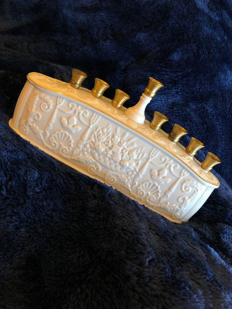 Jewish Menorah Lenox Vintage Judaic Collection Porcelain Menorah White ...