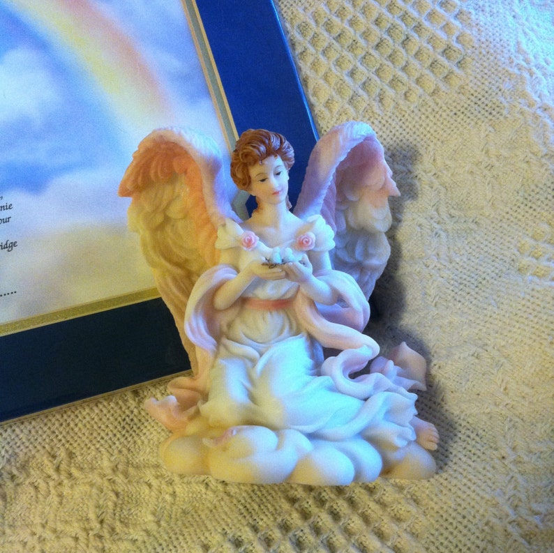Angel Statue Large Vintage Resin Angel Figurine Pink White Angel ...