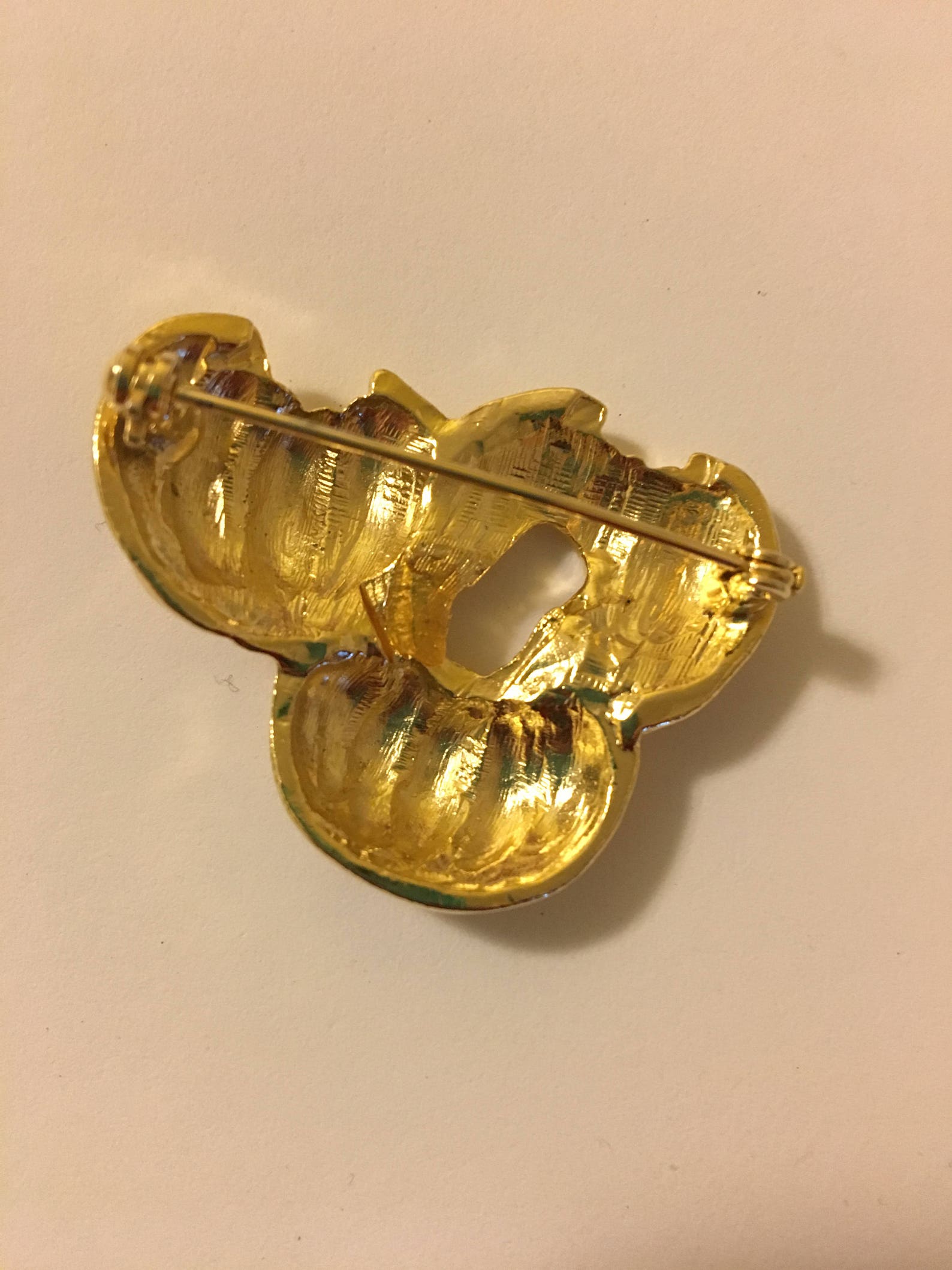 Pumpkin Brooch Vintage Gold Tone 3 Pumpkins Pin With Cutout Stem Design ...