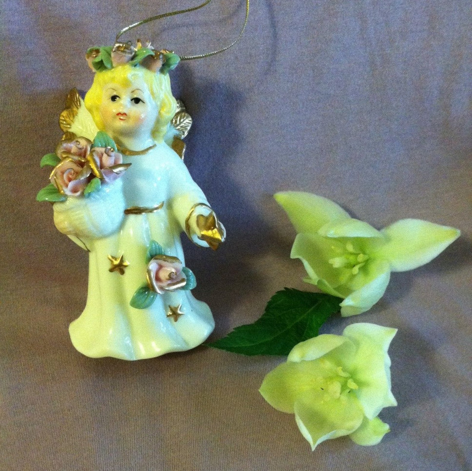 Angel Bell Ornament Vintage Autom Porcelain Angel Ornament Collectible ...