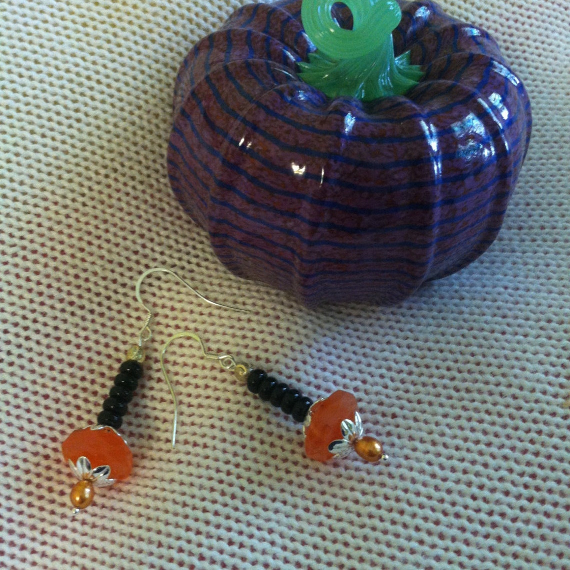 Black Orange and Sterling Silver Fall Winter Theme Jewelry Fun | Etsy