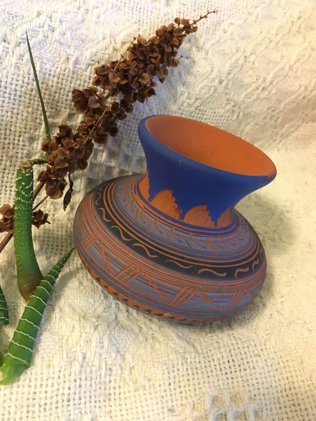 Navajo Pottery Vase Vintage Native American Terra Cotta Clay Seed Pot ...