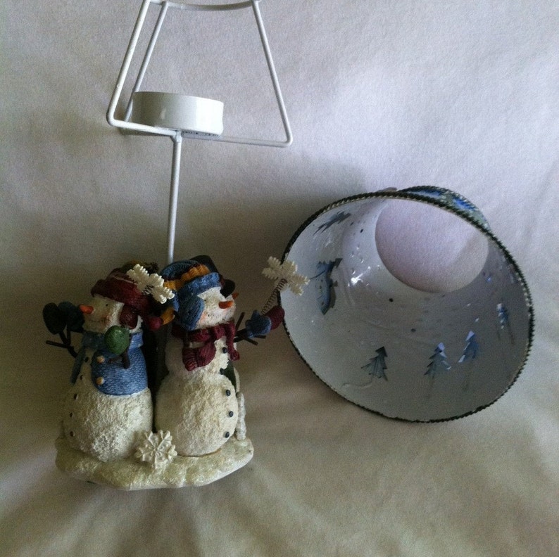Snowman Candle Votive Lamp Vintage Resin 4 Snowmen Lamp With Cutout ...