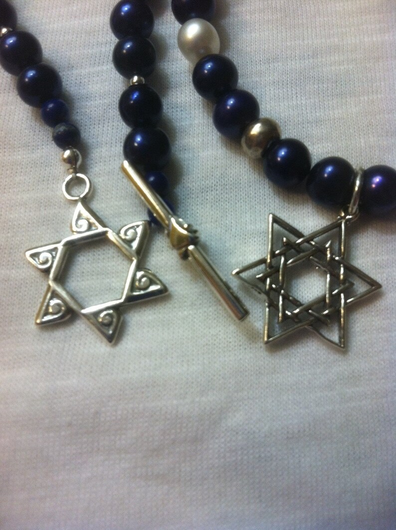Star of David Necklace Judaica Jewish Faith Necklace Blue Hanukkah ...
