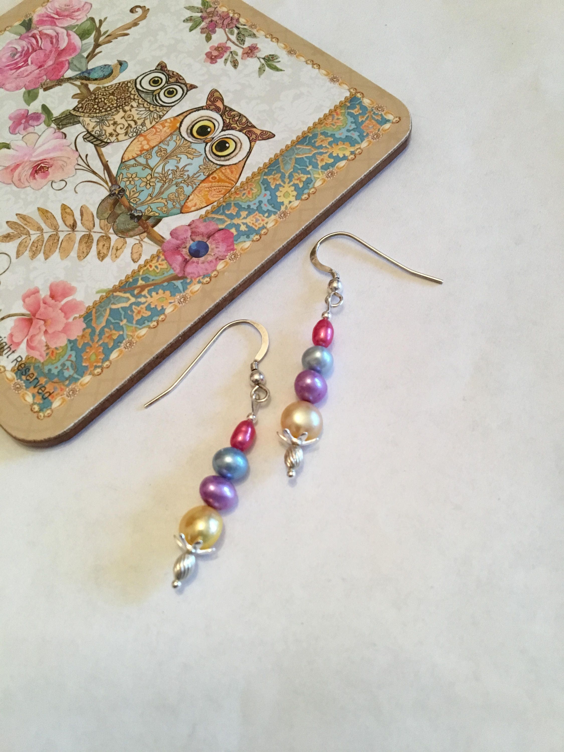 Spring Easter Egg Colors Earrings Handmade Pastel Yellow Purple Pink ...