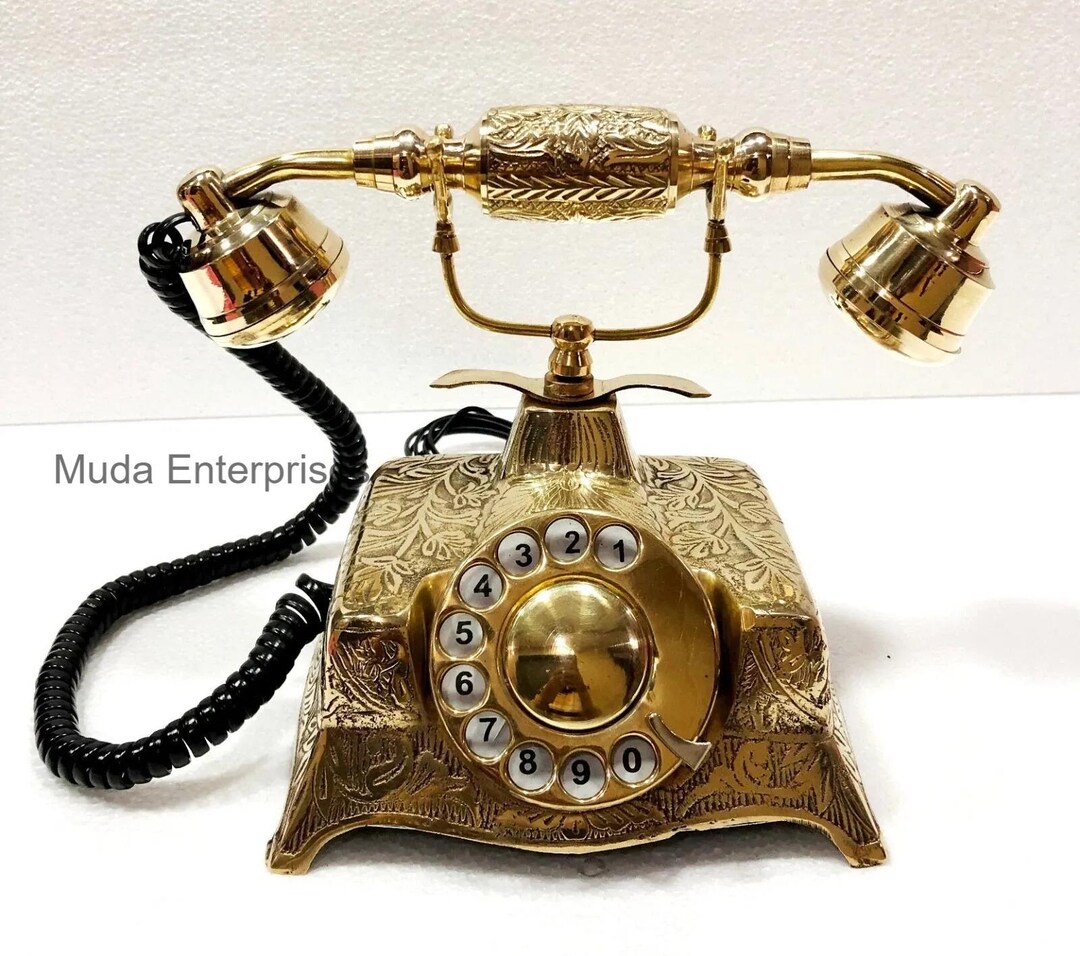 Brass Rotary Functional Phone Style Decor - Ornate Victorian Telephone ...