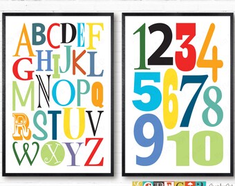 ABC and 123 Printable Art Digital Alphabet Prints for Toddler | Etsy