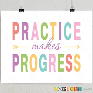 Practice Makes Progress Printable Wall Art, Quote Print for DIY Kids ...
