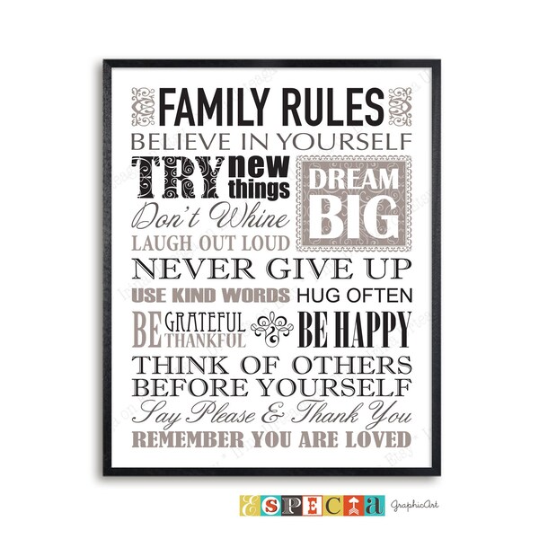 Family Rules Poster - Etsy