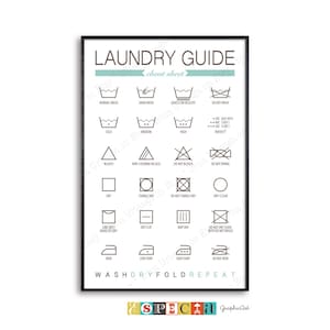 Printable Laundry Guide for Laundry Room Decor, 8x10 11x14 11x17 ...