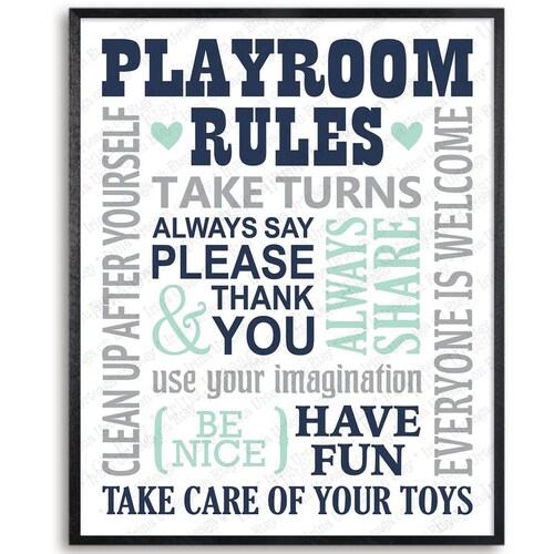 Playroom Rules PRINTABLE Wall Art 8x10 11x14 16x20 A1 Digital - Etsy