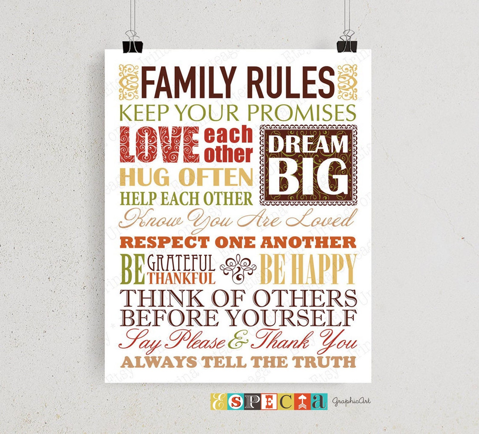 Family Rules Printable Wall Art House Rules Print 8x10 11x14 - Etsy
